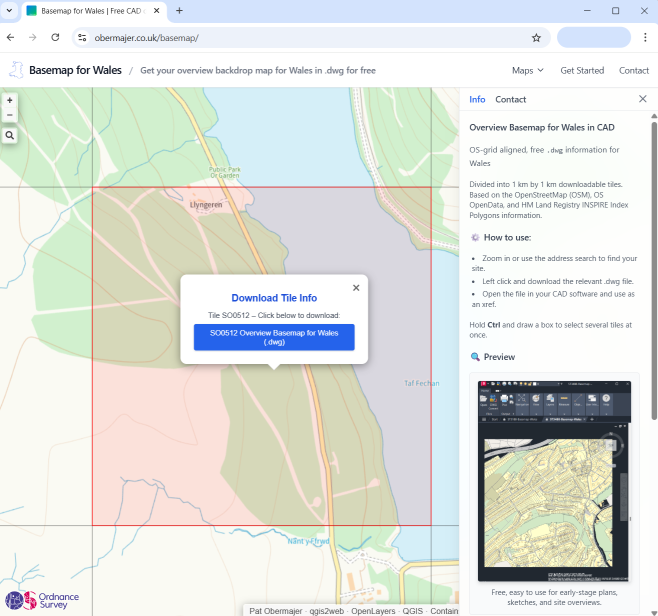 1m Contours Wales | Free CAD download | Obermajer